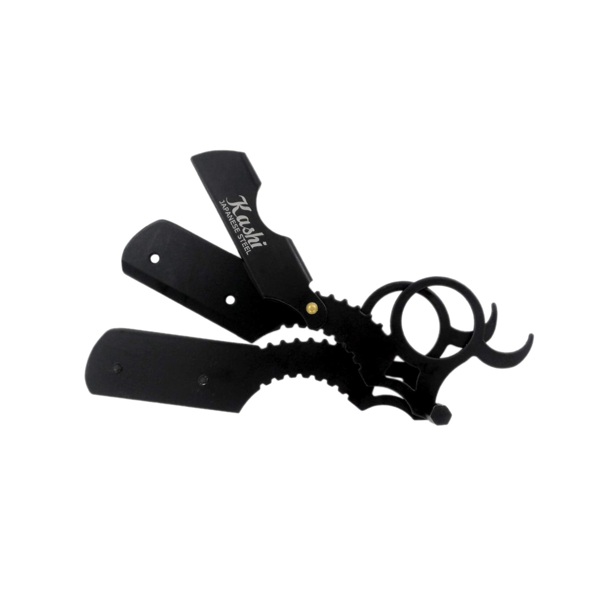 Barber Straight Edge Shaving Razor Single Finger Ring Black Razor With 100 Pcs Single Edge Blades.