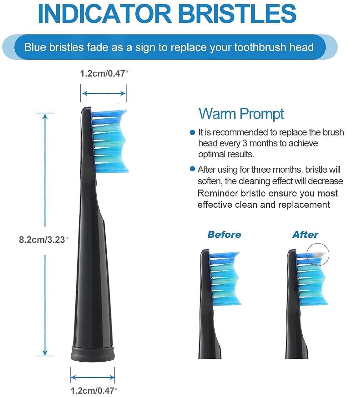 5pc Toothbrush Heads Compatible with Fairywill D7/D8/FW507/508, 551/917/959/D1/D3 (Black)