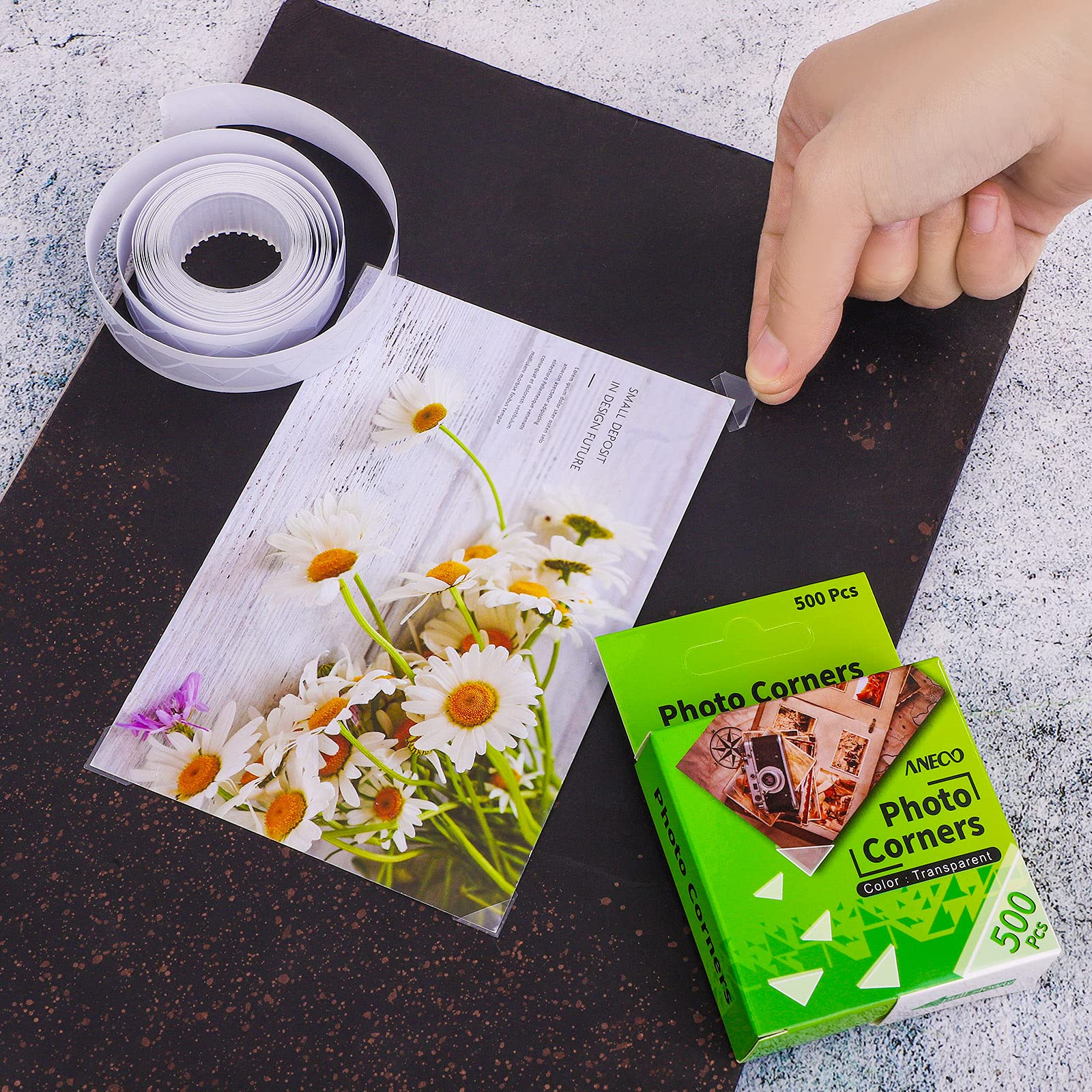 Aneco Transparent Photo Corners Clear Picture Mounting Corner Stickers for DIY Album, Scrapbook, Journal, 500 Pieces/Pack