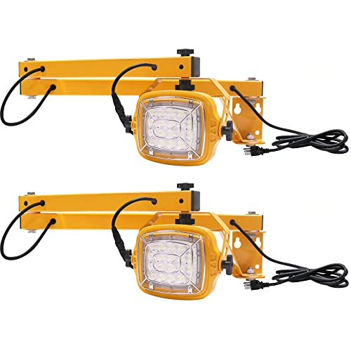 Signaworks LED Loading Dock Bay Swivel Arm Light 2 Pack (50W, 5500LM), Brighten Trailers & Shipping Trailers, Industrial Aluminum Housing, 5ft Power Cord