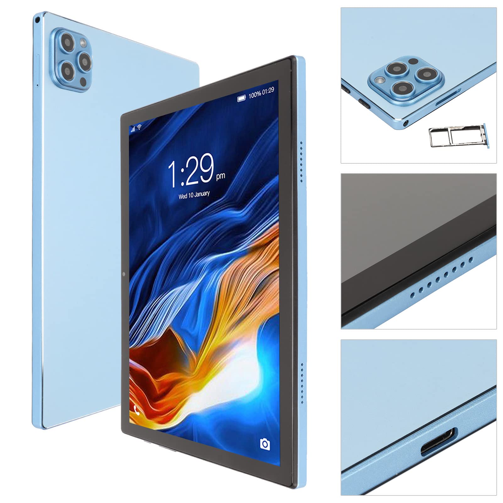 10.1 Inch Tablet, 100-240V HD Large Screen 2.4G 5G Dual Band Dual Camera Call Tablet for Work (US Plug)