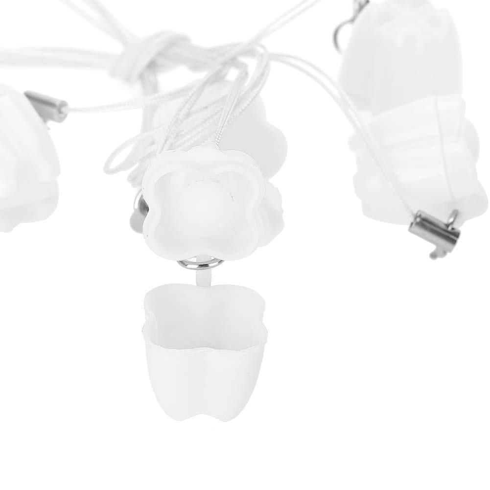 ANGGREK Milk Tooth Saver Necklaces, 5pcs Plastic Baby Milk Tooth Storage Box with Rope Tooth Saver Necklaces(White)