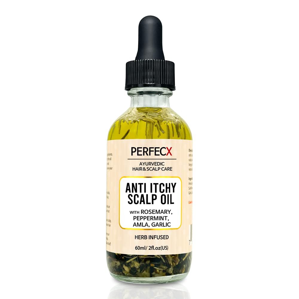 PERFECX Anti Itchy Scalp Oil [Herbal Infused, Ayurvedic] Rosemary, Peppermint, Amla, Garlic