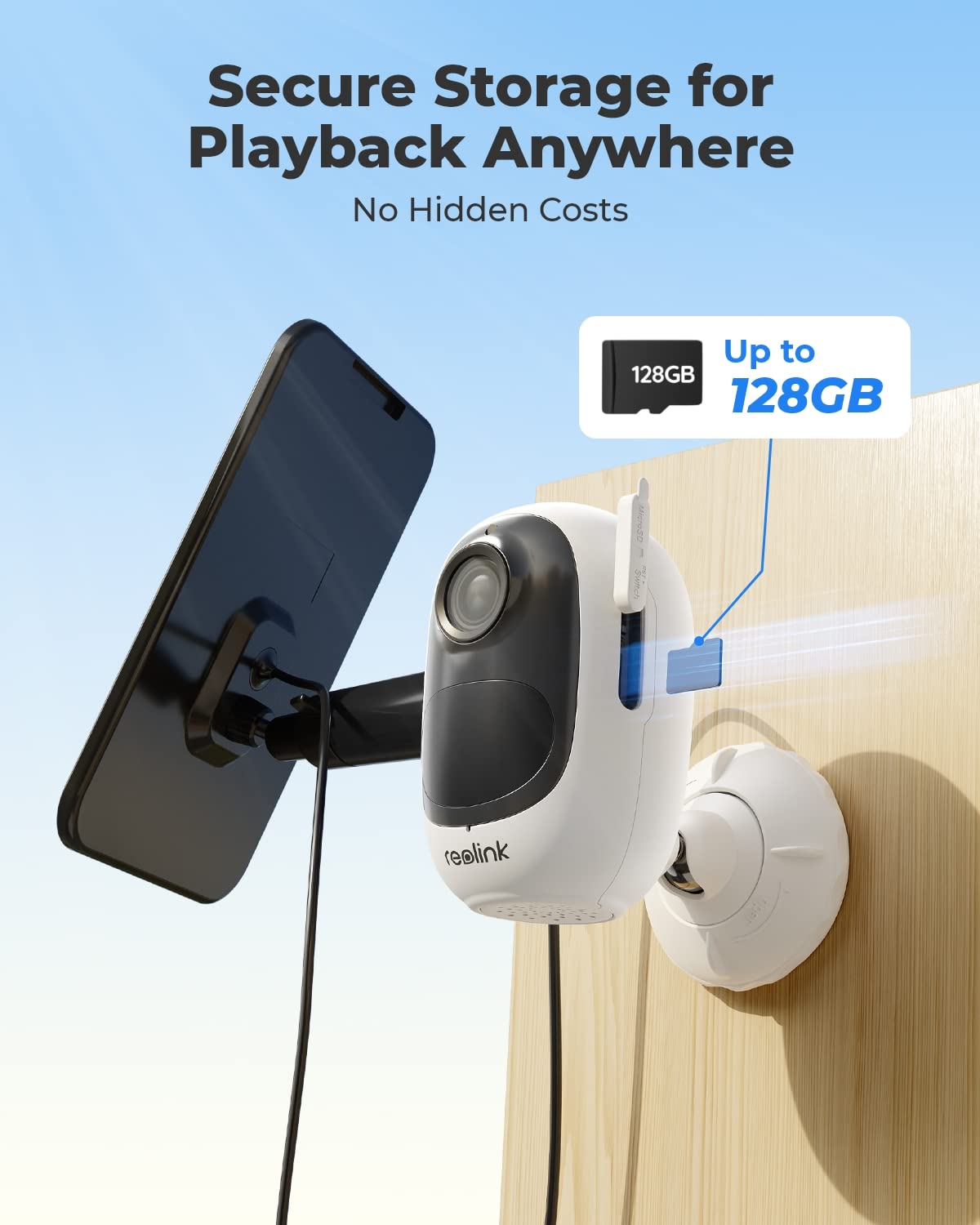 REOLINK 3MP Outdoor Cameras for Home Security, Argus 2E+Solar Panel, No Hub Needed, Local Storage, Human/Vehicle Detection, Rechargeable Battery Solar Powered Camera with 32GB SD Card
