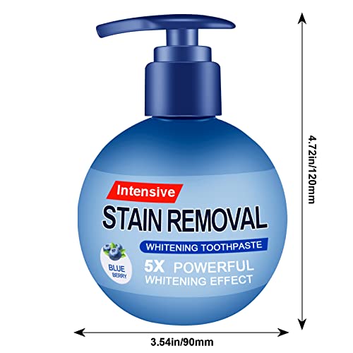 Baking Soda Whitening Toothpaste Intensive Stain Remover Whitening Toothpaste Strengthening Stain Removal Gel Toothpastes Strong Cleaning Power Natural Fluoride-Free Toothpaste (Blueberry)