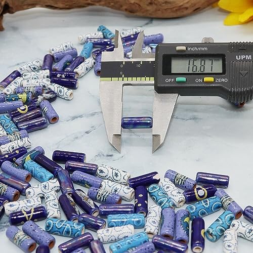100 PCs of Blue Porcelain Beads for Jewelry Making DIY Kit with 5 Meters Leather