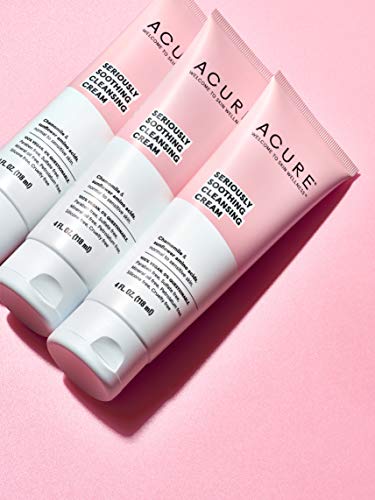 Acure Seriously Soothing Starter Kit - 100% Vegan & For Dry to Sensitive Skin, Includes Cleansing Cream, Cloud Cream, & Day Cream, Serum Stick & Blue Tansy Night Oil, 5 Count
