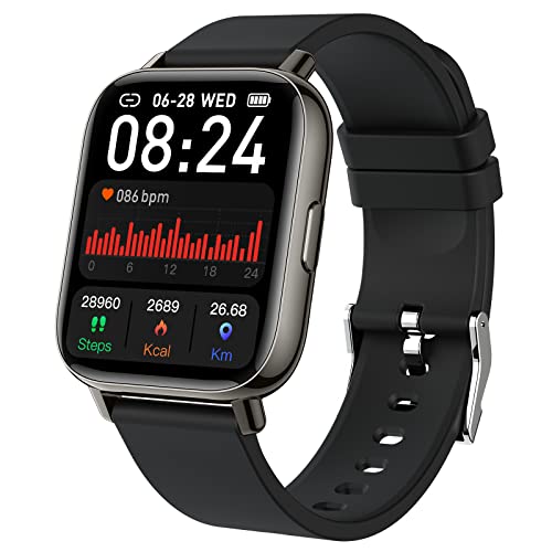 Smart Watch for Men Women 2024, 1.69'' HD Touch Screen Fitness Tracker Smartwatch for Android iOS, Fitness Watches Sleep Heart Rate Monitor, IP68 Waterproof Pedometer Activity Tracker 24 Sports Modes