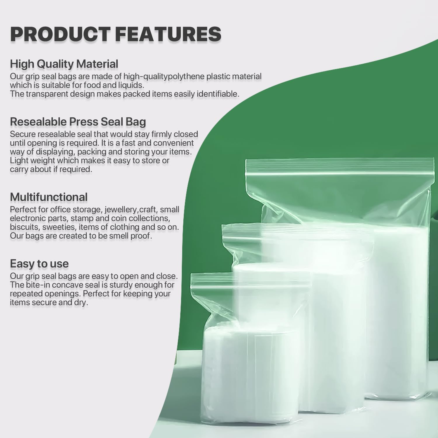 100-Count, (2" x 4") - 2.5 Mil Thickness Clear Zipper Reclosable Bag, Zip Bags, Ultra Heavy Duty Lock Seal Poly Plastic Bags for Prints, Photos, Documents, Clothing, T-Shirt