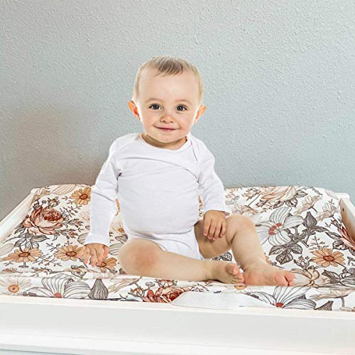 3PC Baby Changing Mat Cover Unisex Soft Changing Pad Cover Nappy Changing Travel Station Cover Fit for Any Standard Crib Changing Mat, Removable-32"x16"x4" (Just Cover)