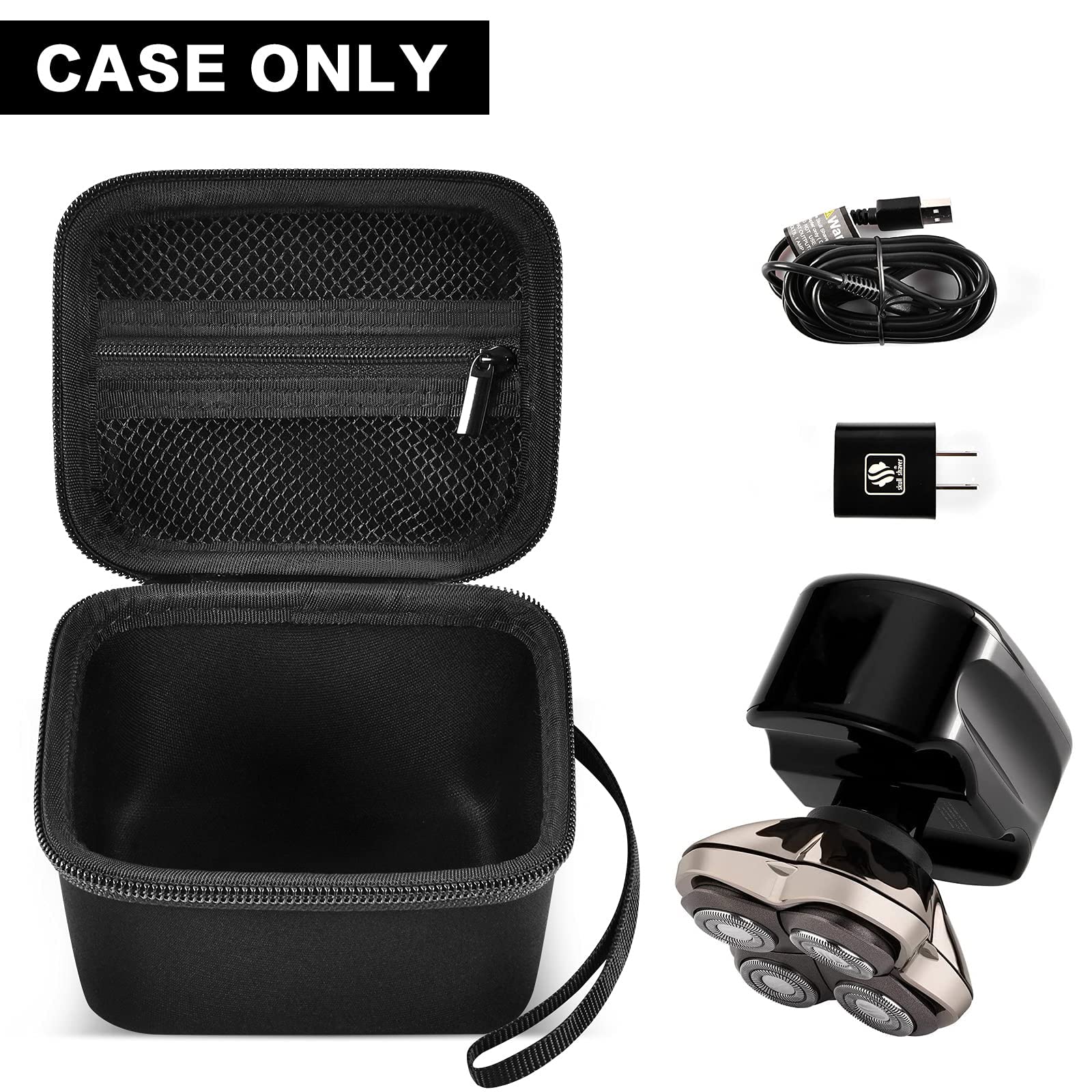 ANKHOH Case Compatible with Skull Shaver Electric Pitbull Pro Razor, Hard Travel Rotary Men Head Shavers Beard Trimmer Storage Bag with Zipper Mesh Pocket for Mustache Grooming Kit,Black-Only Box