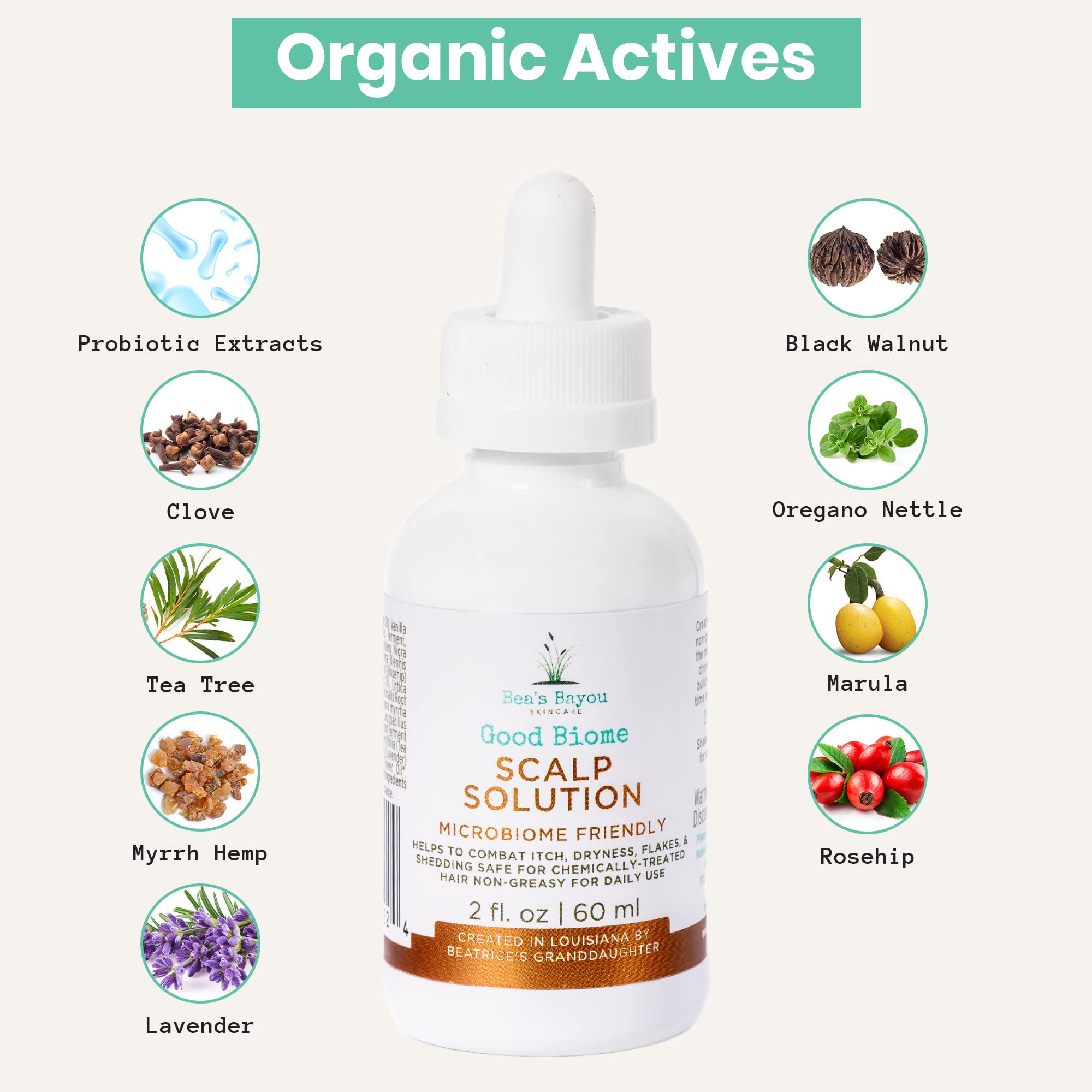 Bea's Bayou Good Biome Scalp Treatment Solution - Helps Reduce Appearance of Itch & Flakes - Promote Hair Retention - Moisturizing - 2.7 fl oz - Magnolia