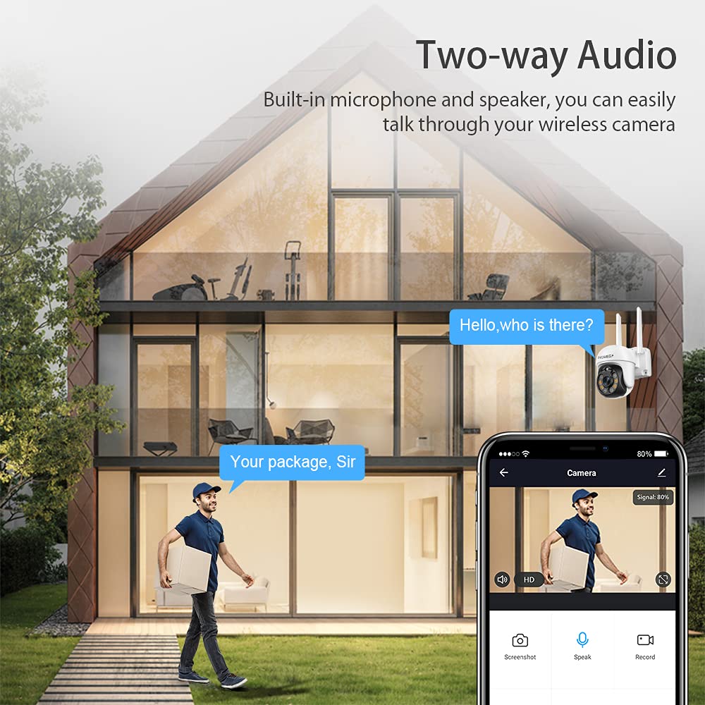 INQMEGA TUYA PTZ Camera Outdoor, 3MP Security Home Surveillance Camera with 2.4G WiFi, Waterproof IP Wireless Camera, Color Night Vision,Two-Way Audio, Motion Detection, Cloud & SD Card