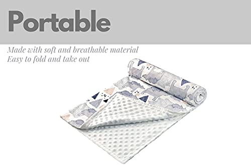 Vollmic Baby Blanket Bedding Flannel Fleece Minky Blanket Unisex Baby Plush Blanket with Dotted Backing (Polar Bear)