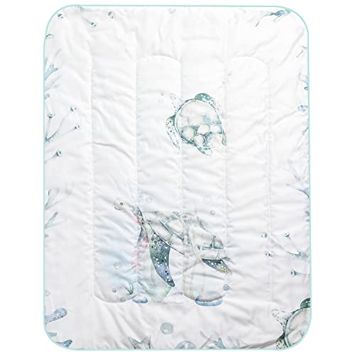 3PCS Crib Bedding Set Baby Minky Blanket Nursery Bed Skirt Set for Baby Girls & Boys(Green sea Turtle,3pc Set)