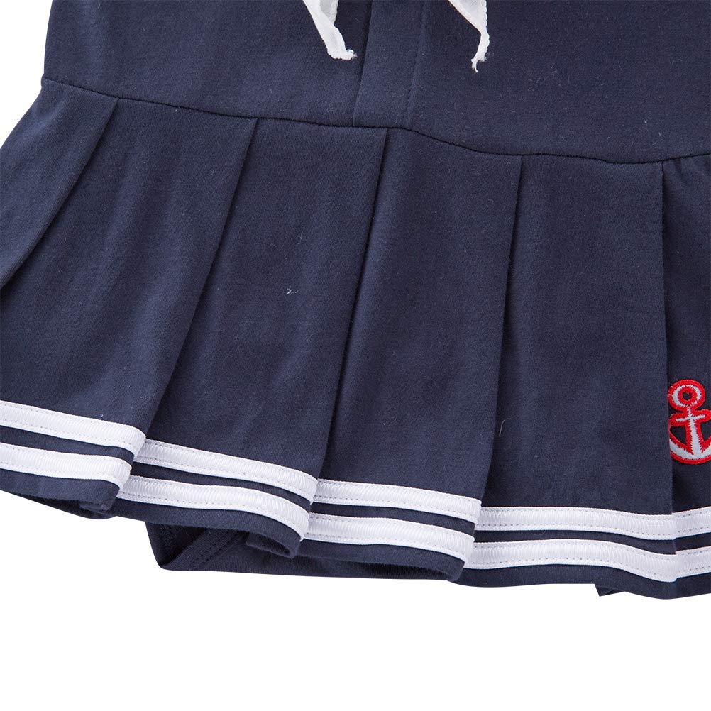 LXKIKMM Baby Girl Nautical Dress Sailor Suit Jumpsuit Romper with Hat, Navy 0-3 Months