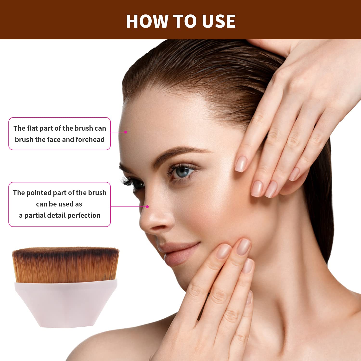 BEAHOT 4 Pack Foundation Makeup Brush - Flat Top Travel Kabuki Brush Momma Brush for Blending Liquid, Cream or Flawless Powder Cosmetics with Protective Case, Easy to Carry Make up Brush