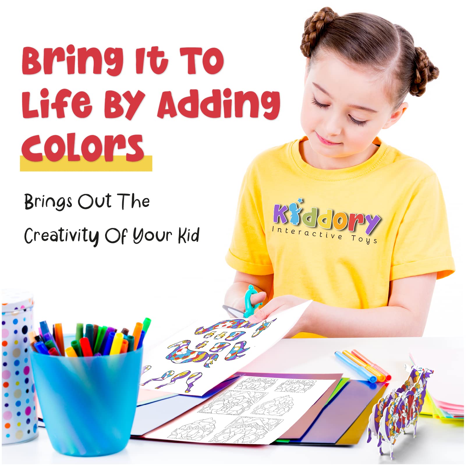 3D Coloring Puzzle Set with Unique Mandala Pattern - DIY 3D Puzzles for Kids Ages 7-15 - Arts and Crafts for Girls & Boys 3-d Puzzles Animal Drawing Art Kits for Kids - 6 Different Shapes