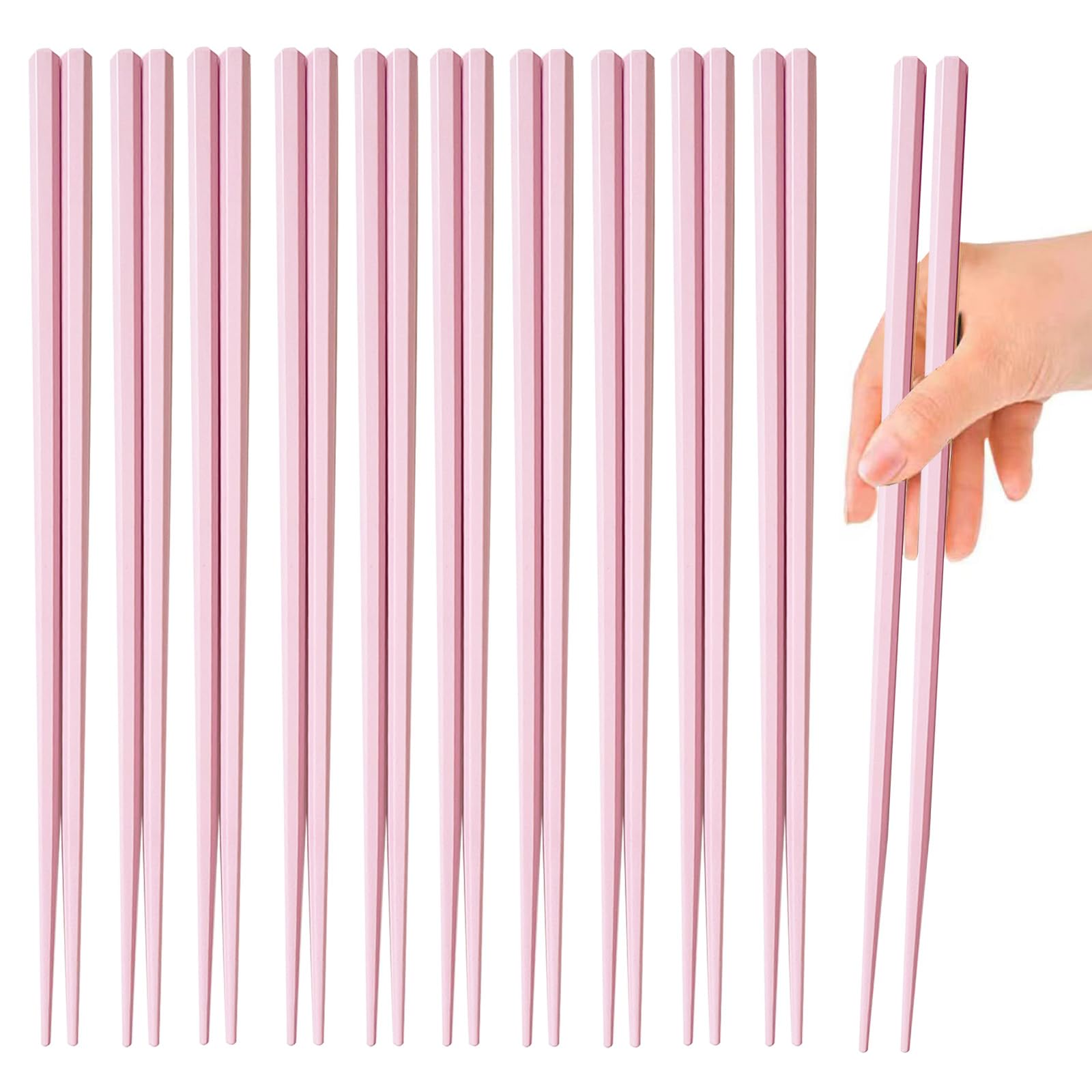 10 Pairs Fiberglass Chopsticks Reusable,Cute Reusable Chopsticks,9 Inch(Pink Chop sticks reusable dishwasher safeïŒ