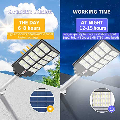 1000W Solar Street Lights Outdoor Solar Powered Dusk to Dawn Parking Lot Light with Motion Sensor and Remote Control for Backyard