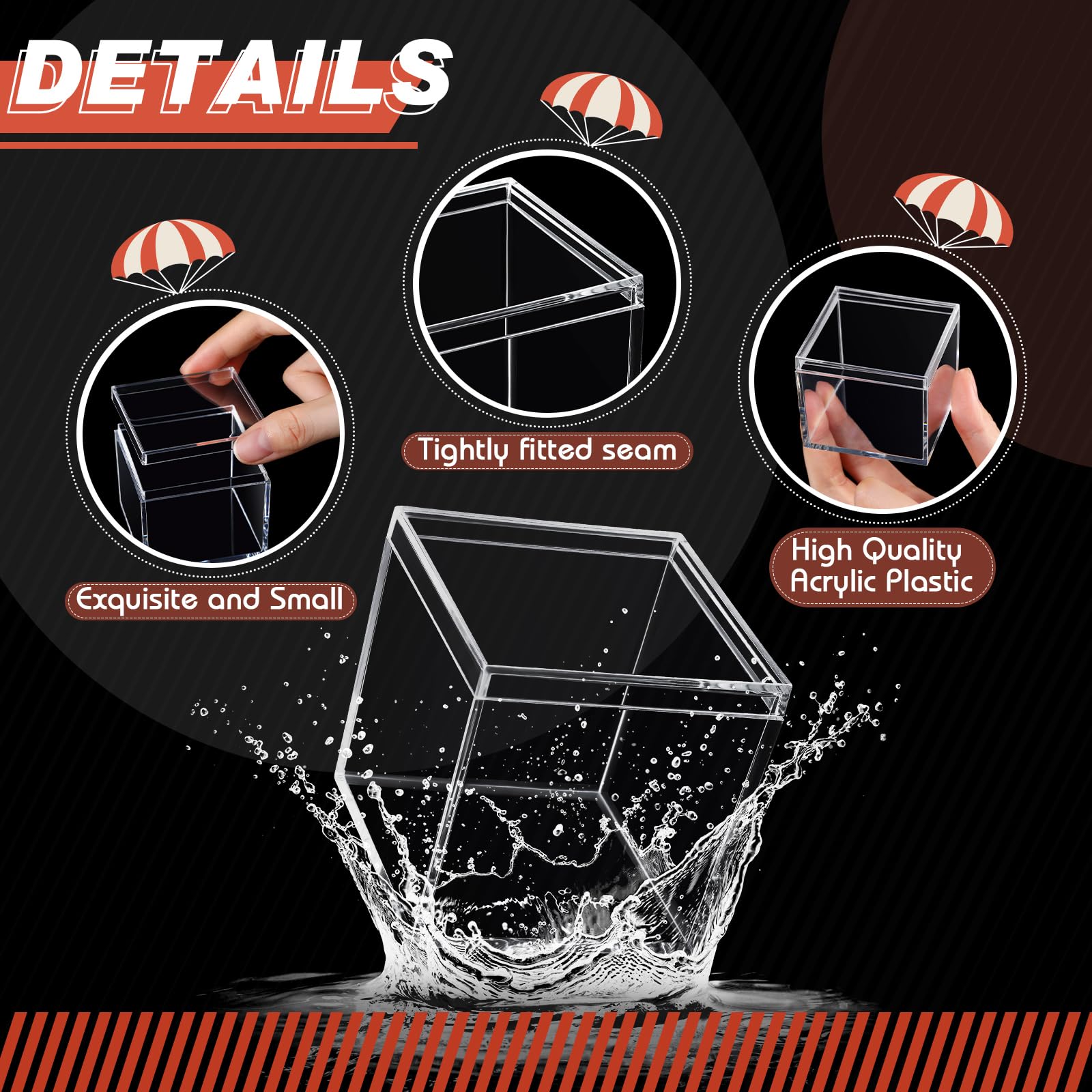 12 Pieces Clear Acrylic Plastic Square Cube Small Acrylic Box Acrylic Storage Containers with Lid Stackable Cube Containers Acrylic Container with Lid for Candy Jewelry Display (2.2 x 2.2 x 1.8 inch)