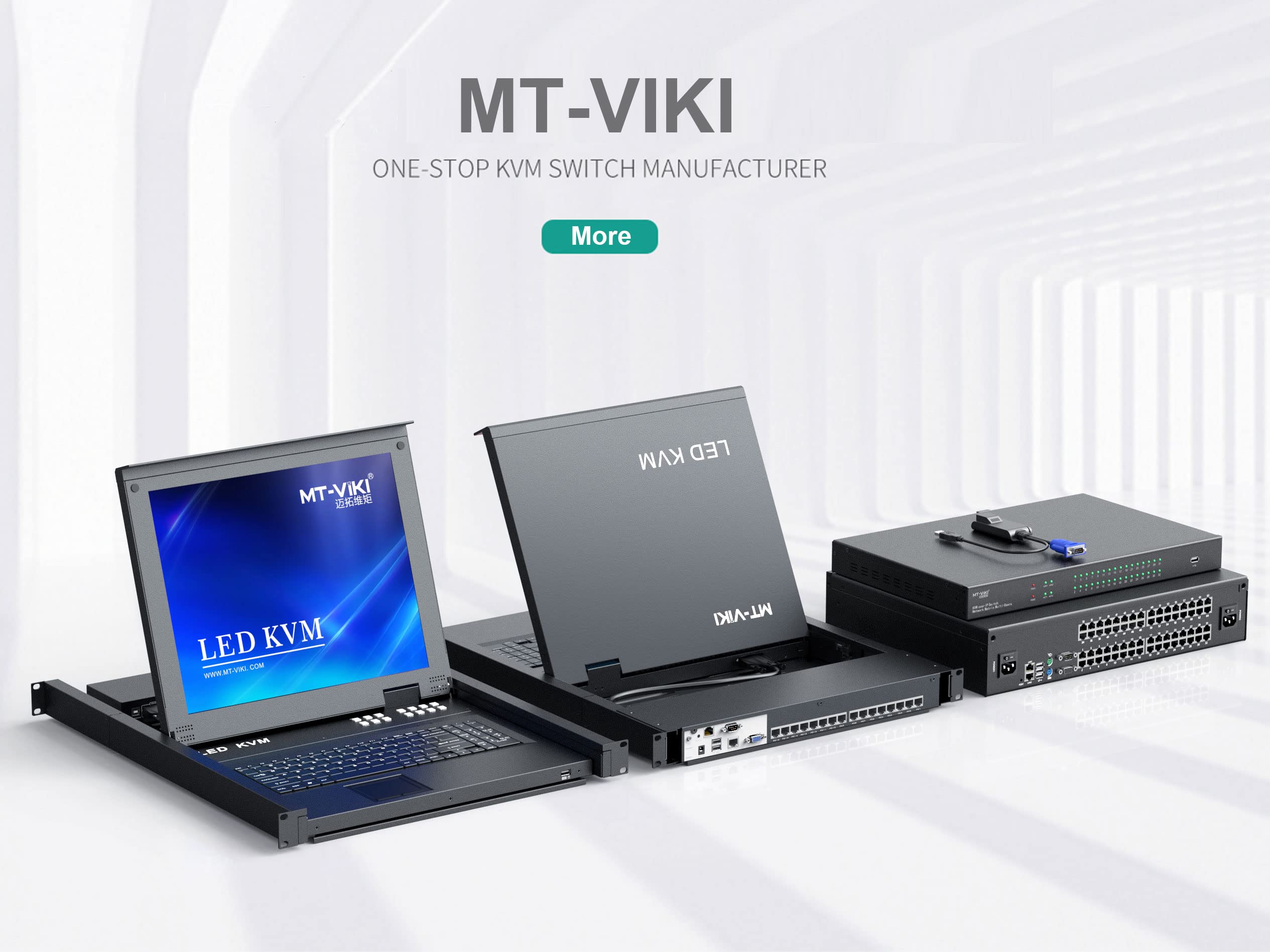 MT-VIKI® Rack Mount KVM HDMI w/ 17.3'' LCD Monitor, 1080P 8 Port LCD KVM Console Integrated Touch-pad++Monitor+Keyboard+8 KVM Cables, Support OSD/Hotkey, Fit 1U 19'' Rack