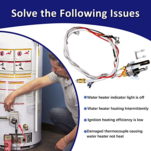 100112330 Water Heater Pilot Assembly, Replacement for 9007876 9007877 Thermopile Nat Gas Assembly Compatible with Whirlpool, A.O.Smith, Kenmore, American Water Heater Replace for 300 301 Series