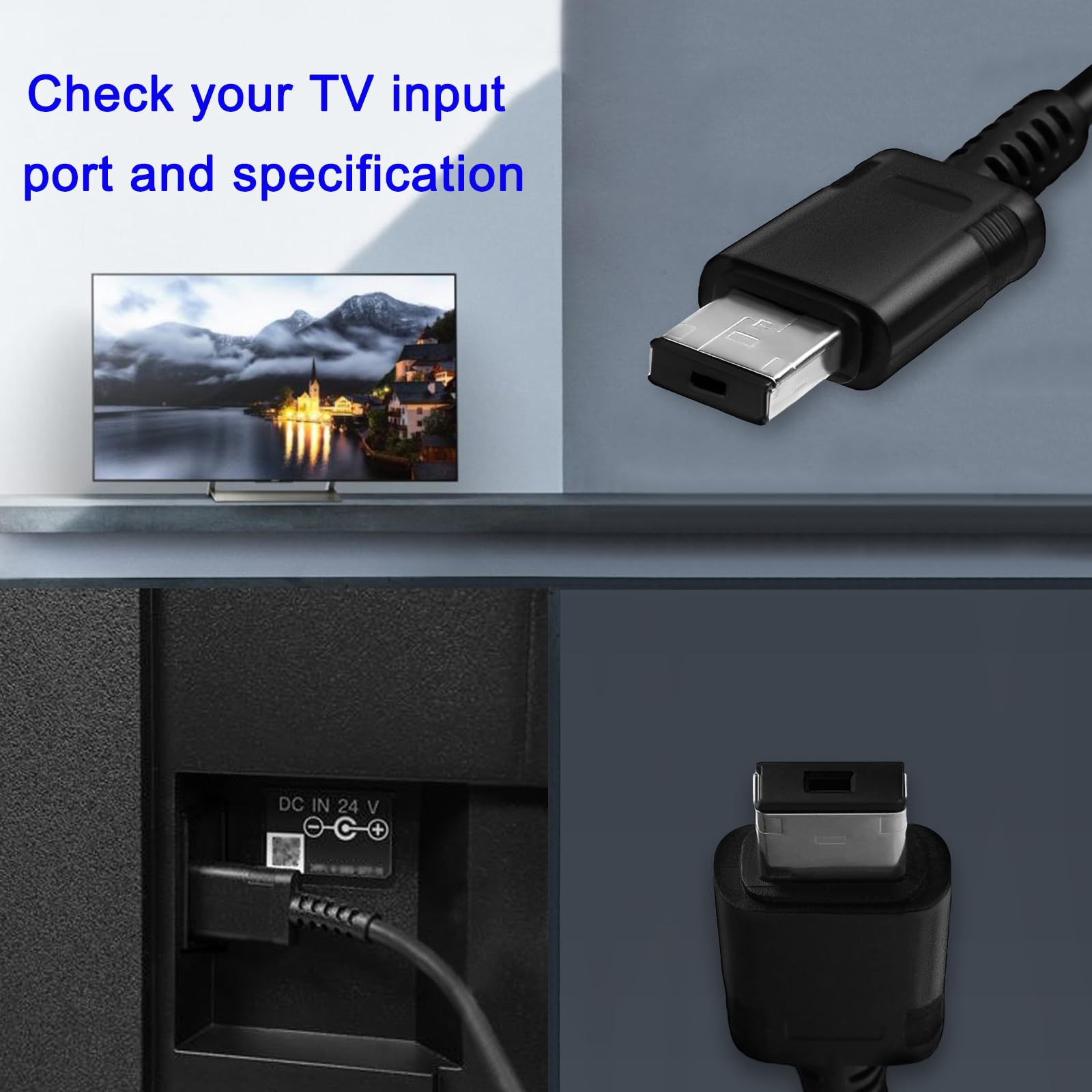 JUYOON Sync Data Charging Cable for Sony 55X9400E 65X9400E 65X900E 65X905E 65X930D 75X900E 75X900E 65X930E XBR-65X900E XBR-55X930E Smart LED TV ACDP-240E01 ACDP-240E02 Adapter