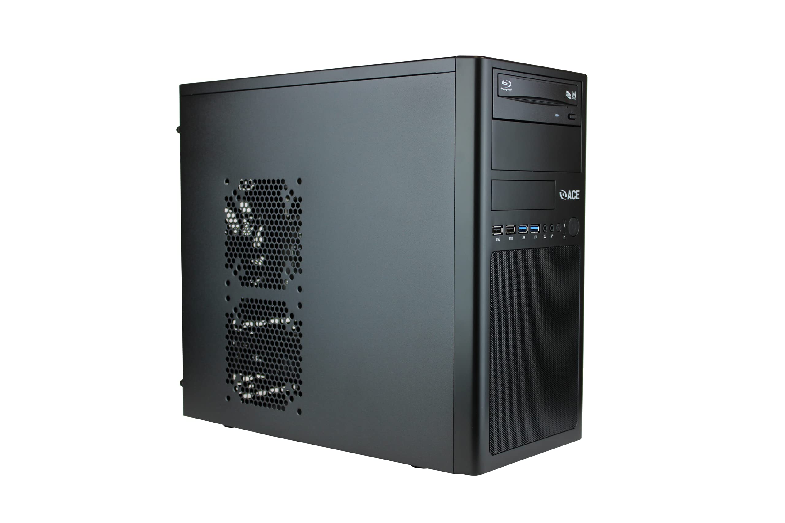 Ace Computers Business Desktop Computer (AMD Ryzen 5 2600 3.4GHz, RX 560 4GB, 16GB DDR4 2933MHz RAM, B450 Chipset, 500GB NVMe M.2, Blu-ray Drive, 500W PSU, Windows 10 Professional) Office PC Tower