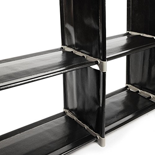 zeat Multifunctional Assembled 3 Tiers 6 Compartments Storage Shelf Black