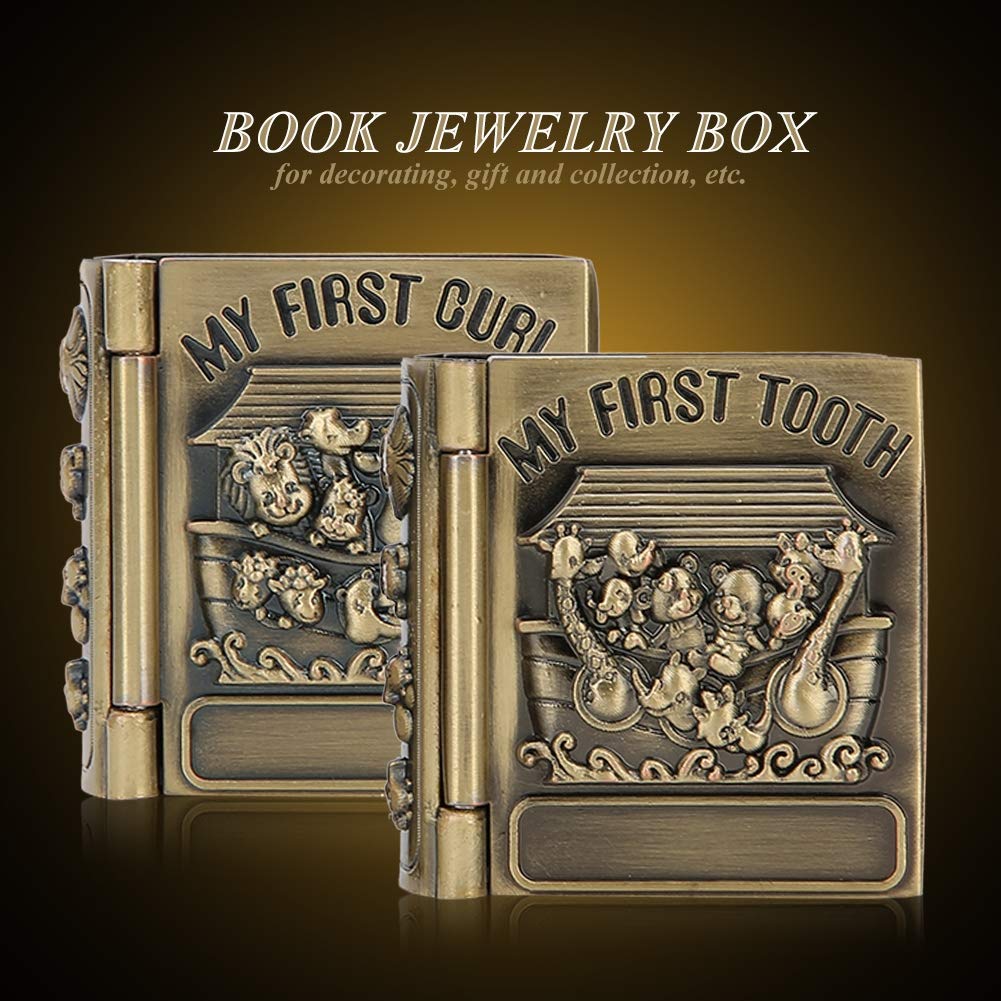 Agatige 2pcs Baby Tooth Fairy Box, Baby First Tooth and Curl Keepsake Box Tooth Holder Book Shaped Trinket Box Gift Box for Child Kids
