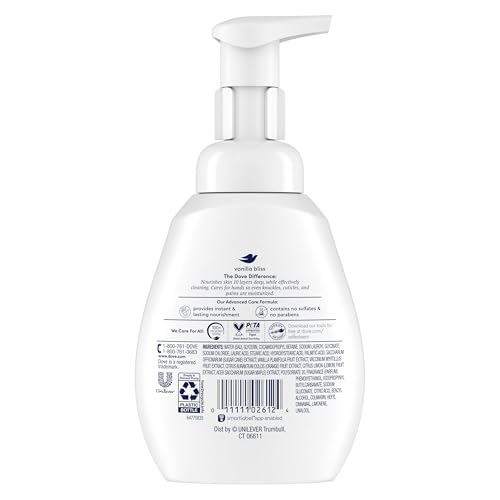 Dove Warm Vanilla & Sugar Cane Protects Skin from Dryness Foaming Hand Wash More Moisturizers than the Leading Ordinary Hand Soap, 10.1 oz