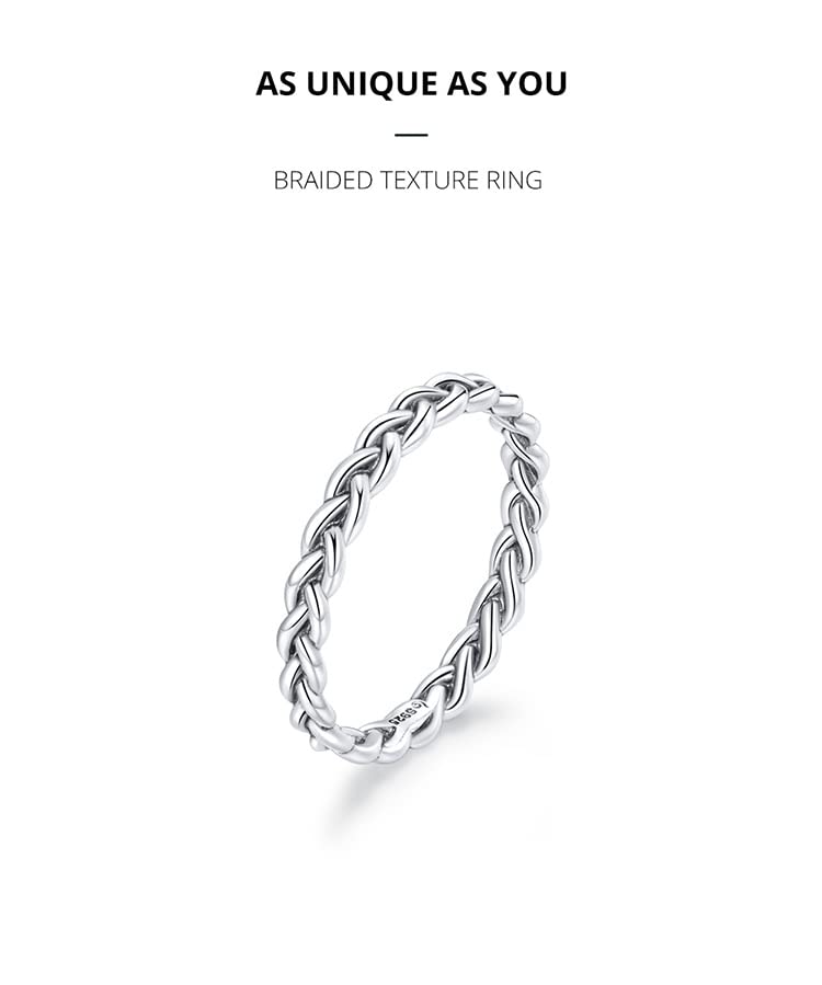 100% 925 Sterling Silver Ring Braided Texture Design Ring Rings For Women Wedding Fingers S925 Jewelry CTR161 (6)