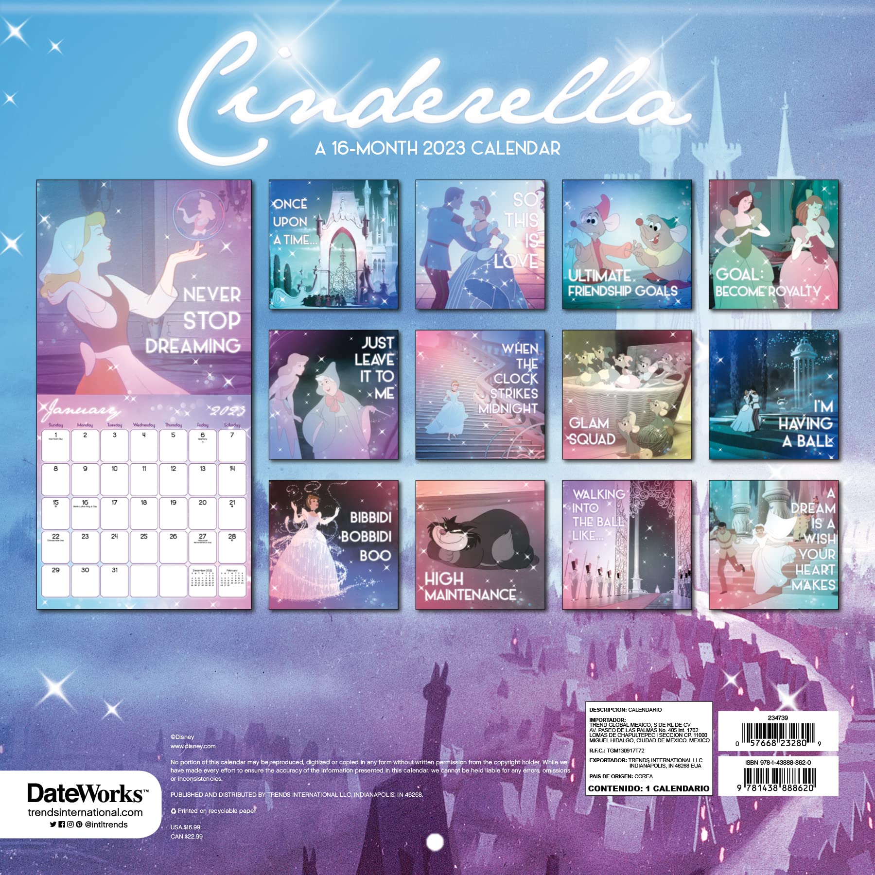 2023 Disney Cinderella Wall Calendar