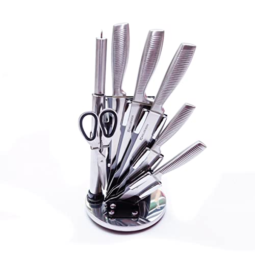 Müller Koch MK-2811-8 PCS Knife Set with Acrylic Block Stand (SILVER)