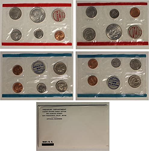 1969 United States Mint Uncirculated Coin Set in Original Government Packaging