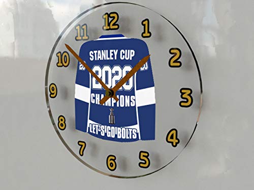 FanPlastic Stanley Cup Final Winners 2020 Commemorative Jersey Themed Wall Clock - Lets GO Bolts - Champions Edition