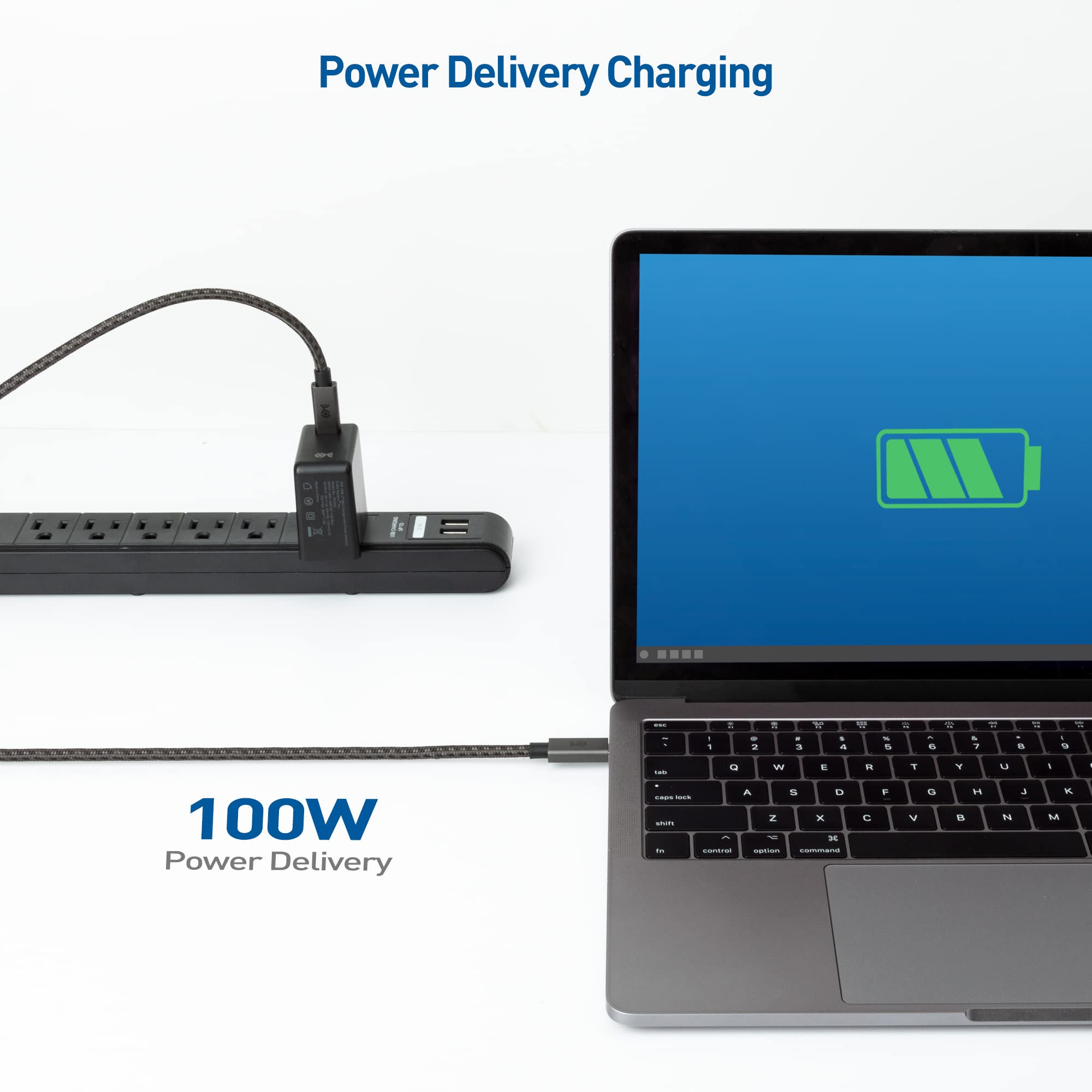 Cable Matters Braided Long USB C Cable 10 ft with Fast Charging, Up to [100W Charging, 480Mbps Data Transfer], No Video Support, Black, USB C Charger Cable Compatible with MacBook Pro, PS5 Controller