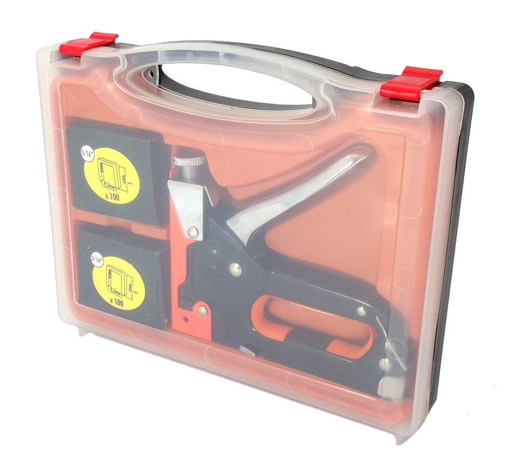 3 Way Stapler Staple Gun Brad Nailer KIT Heavy Duty Upholstery Wood with Case