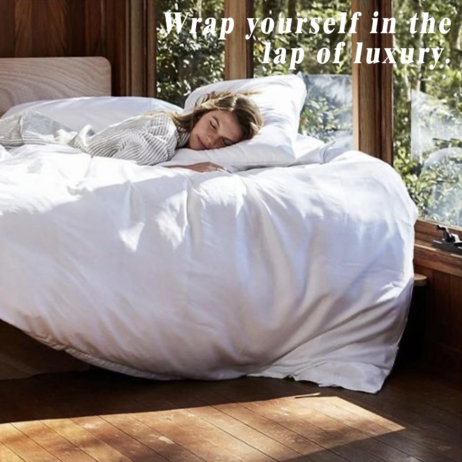100% Cooling Duvet Cover King Rayon Derived from Bamboo Comforter Cover Cooling for Hot Sleepers Moisture Wicking with Corner Ties Zipper Closure(King,White)