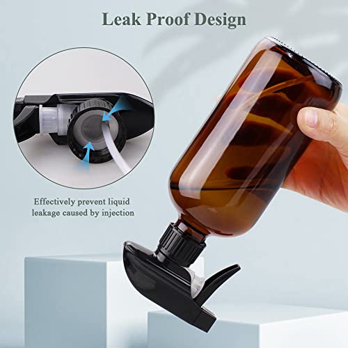 2 Pack Black Trigger Sprayers Replacement Spray Nozzles with Mist Stream Sprayer for 8oz/16oz Glass Spray Bottles for Home, Kitchen, Garden and Office