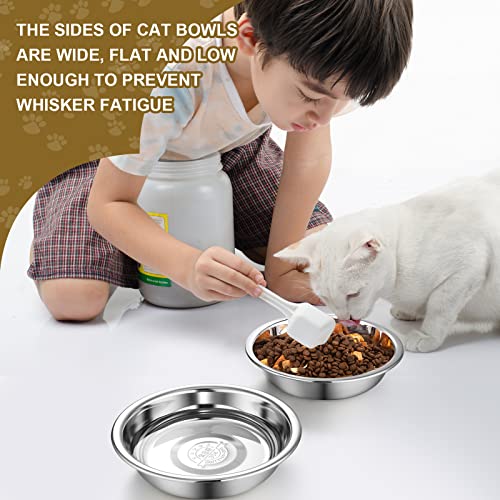 10 Pcs Shallow Cat Food Bowls 6.3 Inches Replacement Stainless Steel Cat Bowls Whisker Fatigue Relief Cat Bowls for Elevated Stand Metal Cat Dishes Basic Bowls for Cat Dishwasher Safe