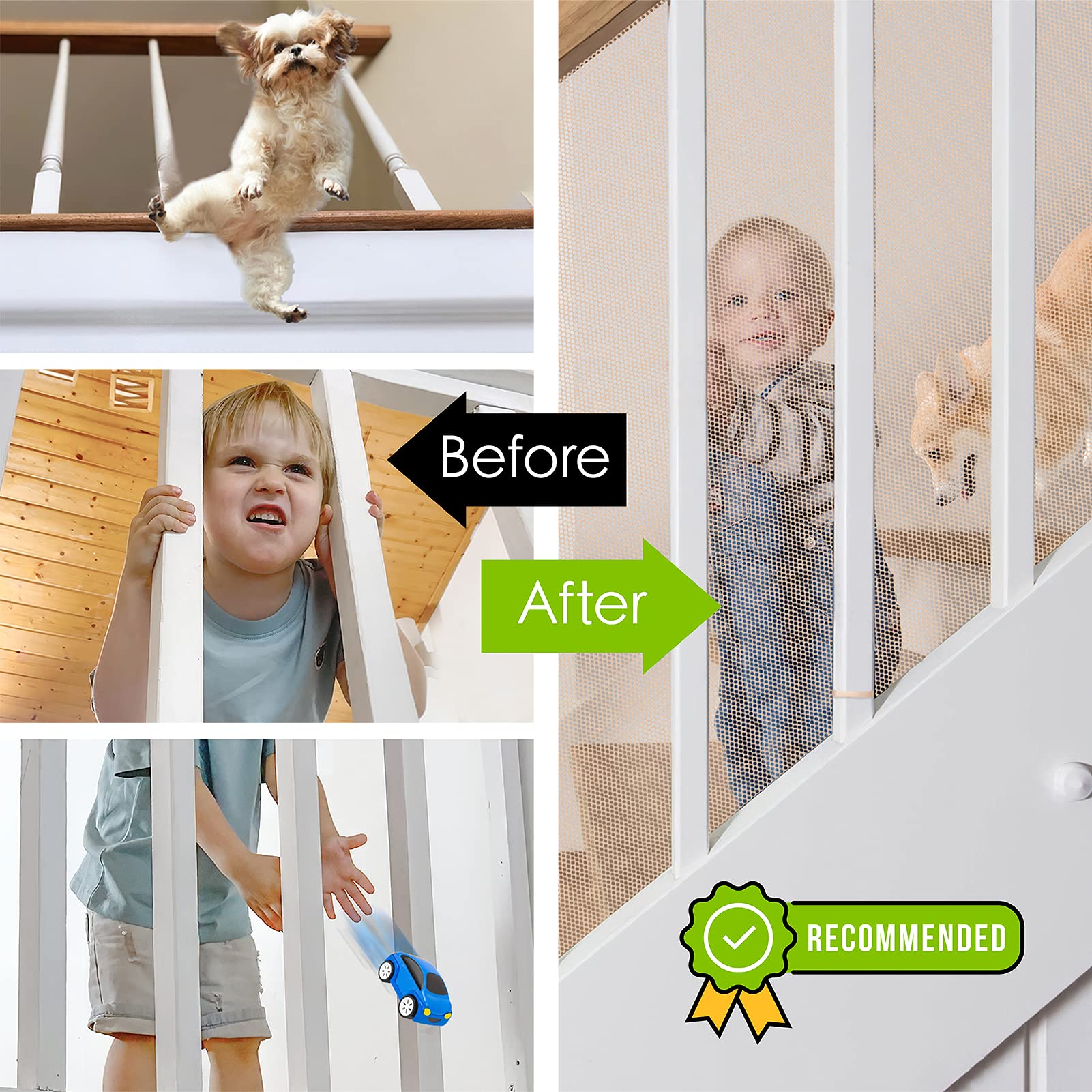 Banister Guard for Baby 10x3ft, Rail Mesh Netting for Stair, Balcony, Child Safety Net Safe Railing Barrier for Kids, Pets, Toys (10x3ft, Brown)