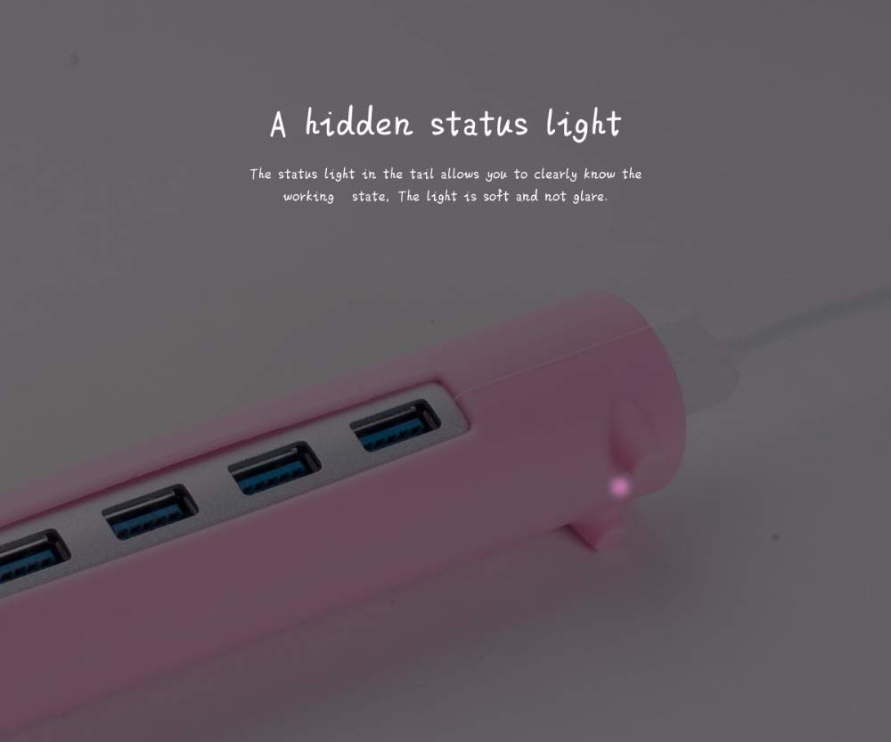 XJJZS 4 in 1 Cute Pet-Shape HUB for MAC Notebook Aluminum Alloy Silicone 100cm Detached Data Cable (Color : Pink)