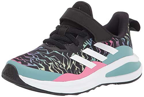 adidas Kids Fortarun Elastic Running Shoe, Black/White/Mint Ton, 8 US Unisex Toddler