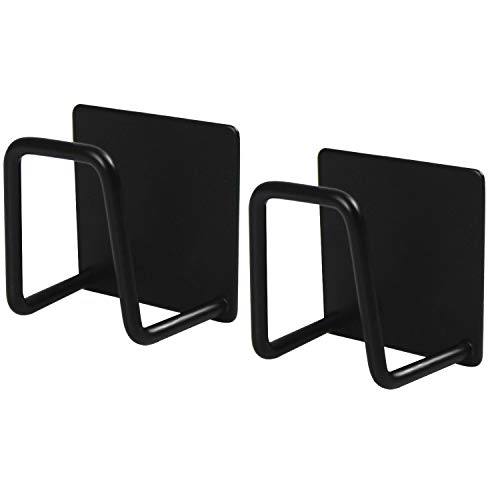 AIPRODA Adhesive SUS304 Stainless Steel Kitchen Sink Caddy Sponge Holder Bathroom Accessories Dish Hanger Hook Rust Proof Waterproof, Kitchen Sink Sponge Holder Dish,Quick Drying (2 Pack) Black