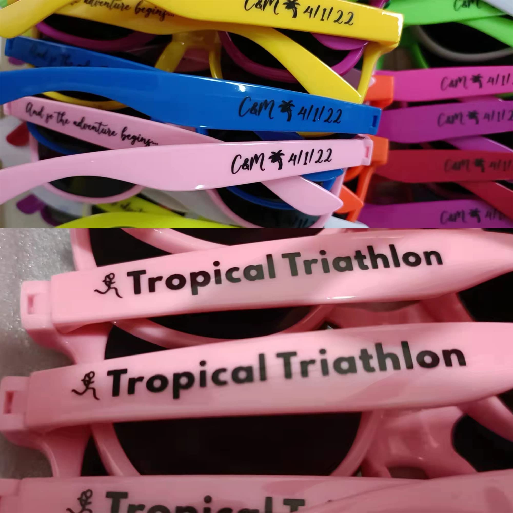100pc Personalized Wedding Sunglasses Bulk for Guests Party Favors,Custom Personalized Logo Sunglasses Womens Men,Wedding Bridesmaid Sunglasses Gifts,Bachelor Party Favors Set (Mixed)