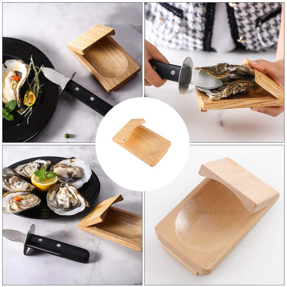 FRCOLOR Oyster Shucking Clamp, Wood Oyster Clamp Oyster Holder Opener Tools Oyster Opener ProtectiveTool for Seafood