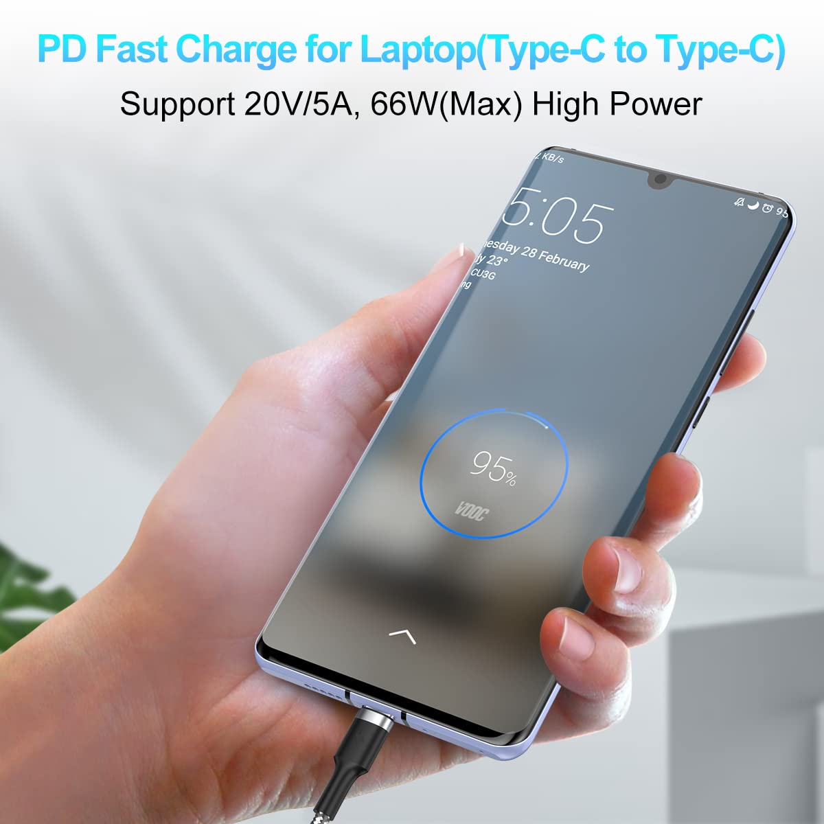 100W USB C Multi Fast Charging Cable, 6FT 5-in-2 PD 60W USB/C to USB C/Micro USB/MFi Certified iPhone Charging Cord Braided Fast Charging Cord Universal Sync Charger Adapter for iPhone/Android Phone