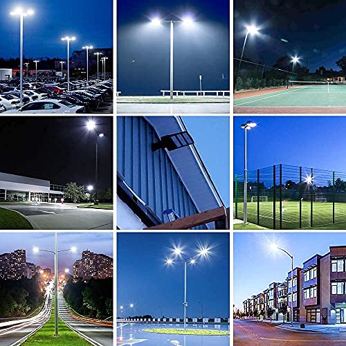 2 Pack Bundle 1 Pack LEDMO Double Bullhorn Bracket for LED Parking Lot Light 180 Degree Mounting Bracket Round Pole for Dusk to Dawn Outdoor LED Shoebox Area Light Street Light Stadium Light